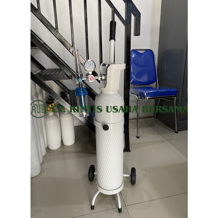 Jual NEW TABUNG OKSIGEN 1M3 LENGKAP (TABUNG, TROLY, REGULATOR, SELANG, ISI) ORIGINAL TERBARU ...