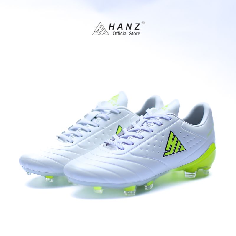 Jual HANZ - Sepatu Bola Pria Hanz Stylish FG White Stabilo - Free Kaos ...