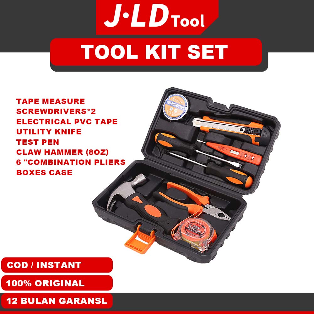 Jual JLD Toolkit Set 9pcs Alat Pertukangan Palu handtool box Perkakas ...