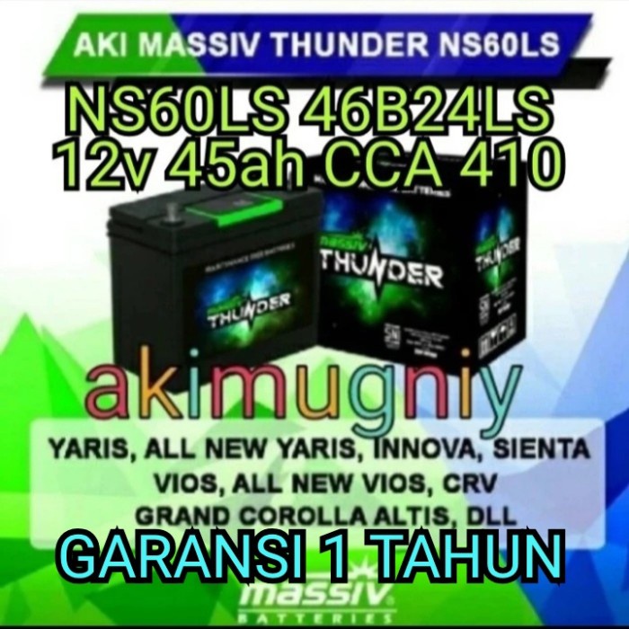 Jual Cod Aki Massiv Thunder Ns60Ls 46B24Ls 12V 45Ah Aki Kering Ns Gs Yuasa Kode Hm117 | Shopee ...
