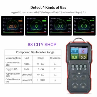 Jual Multi Gas Detector 4 In 1 H2S Co O2 Ex/Lel Gas Sensor Meter Detektor | Shopee Indonesia