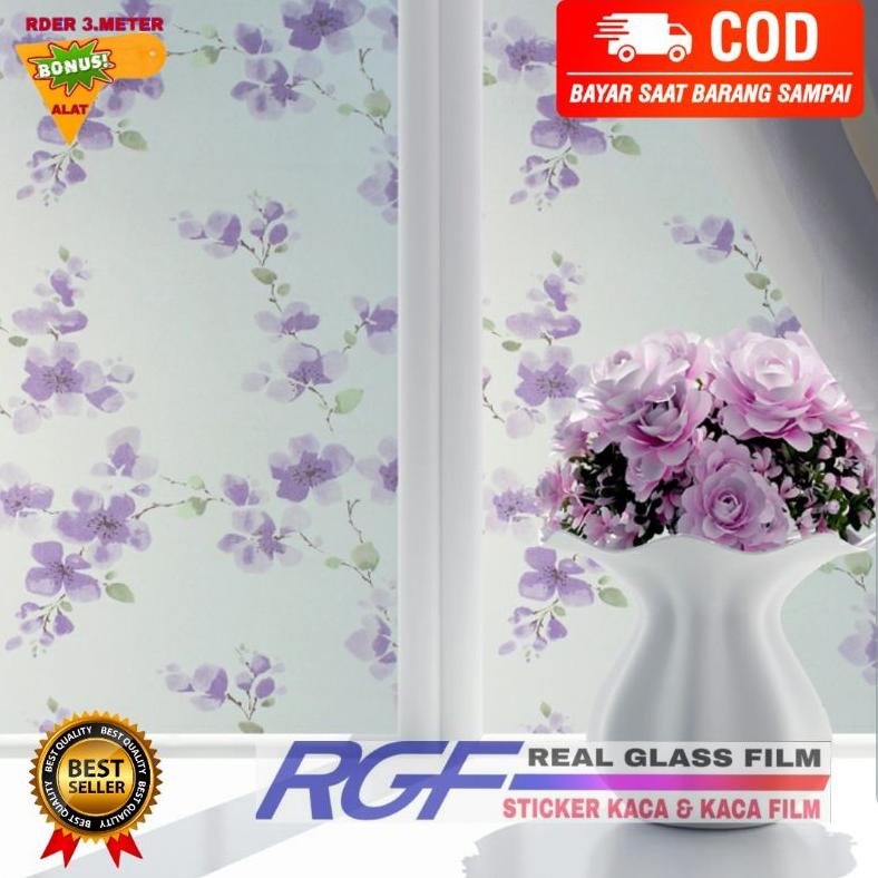 Jual STIKER KACA MOTIF BUNGA SAKURA UNGGU STICKER JENDELA RUMAH GEDUNG ...