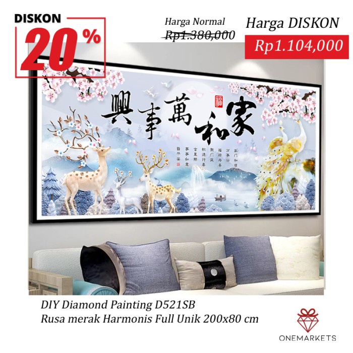 Jual [Original] Diy Diamond Painting Full Unik. Rusa Merak Harmonis ...