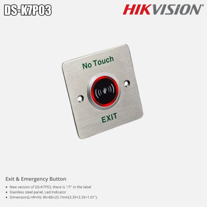 Jual Termurah Accessories Exit Dan Emergency Button Hikvision Ds-K7P03 ...