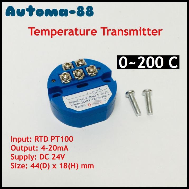 Jual DISKON RTD PT100 PT-100 TEMPERATURE TRANSMITTER 0-200 C OUTPUT 4-20MA 24VDC !!! | Shopee ...