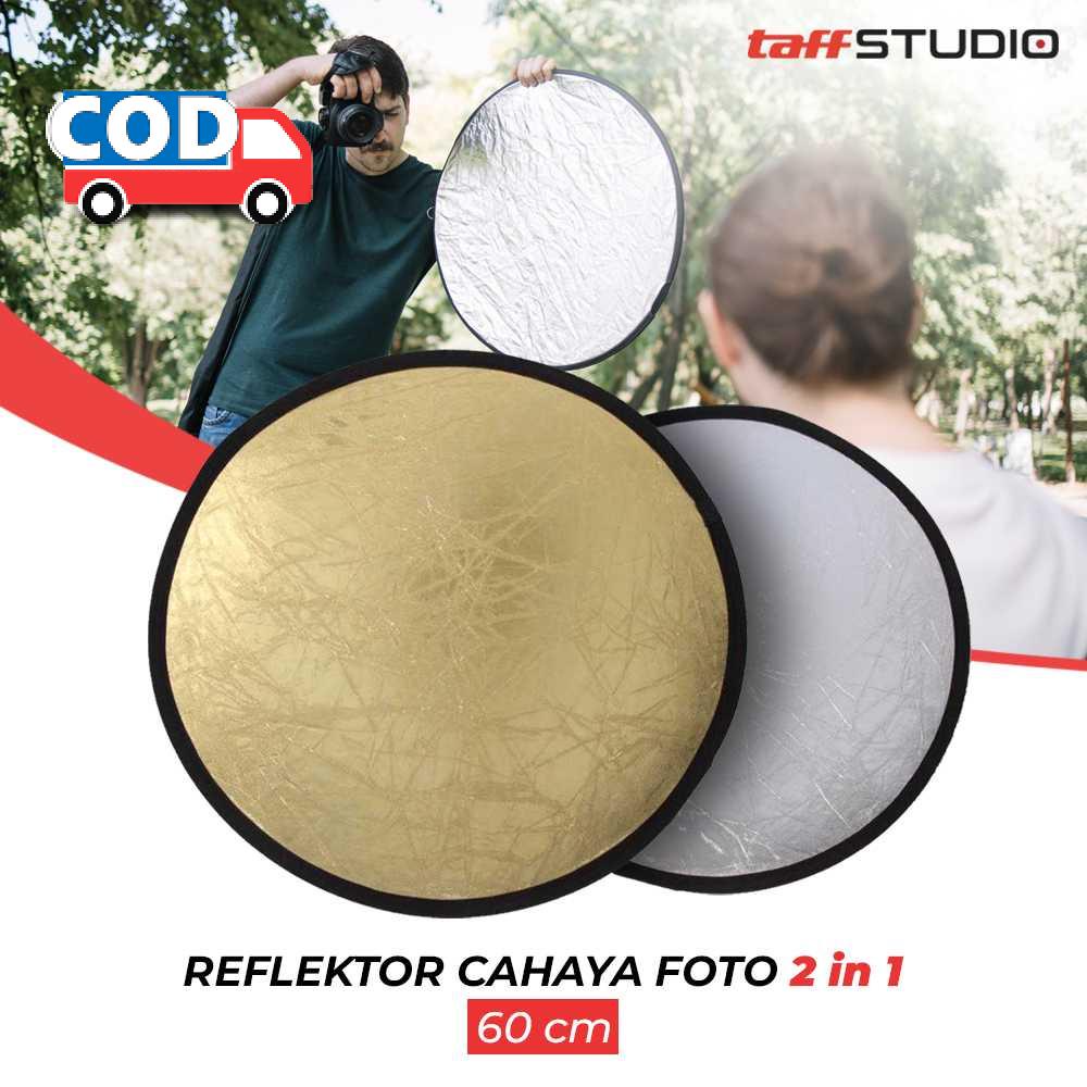 Jual Reflektor Cahaya Studio Foto Kamera 60cm 2in1 Bulat Gold Silver ...