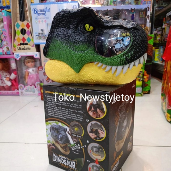 Jual Topeng Dinosaurus Mainan Dinosaurus Tirex Musik Mulut Bisa Gerak ...