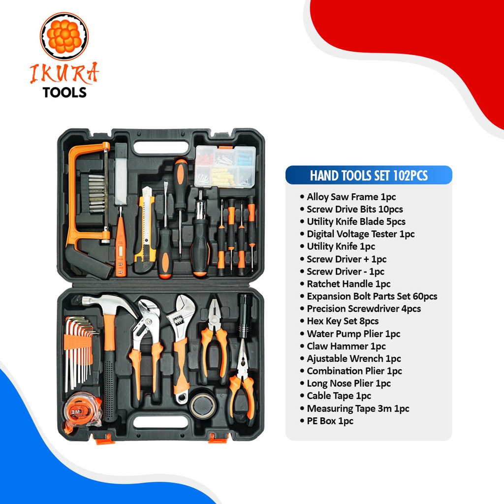 Jual Ikura Toolkit Set 102 Pcs - Hand Tool Kit Toolbox Perkakas Set Tang | Shopee Indonesia