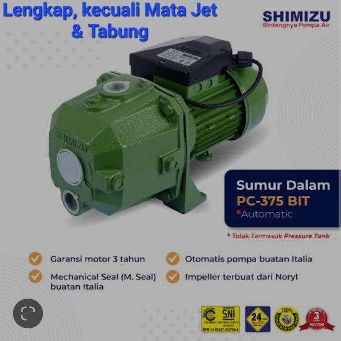 Jual Asli Shimizu Pc 375 Bit Pompa Jet Pump Sumur Dalam Tanpa Mata Jet ...