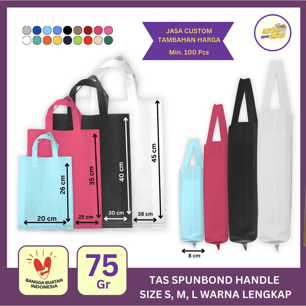 Jual Goodie Bag Tote Tali Handle Tas Spunbond Souvenir Hajatan Hampers ...