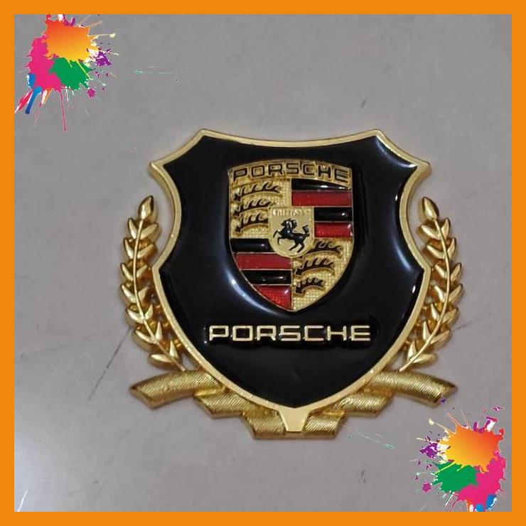 Jual satu buah emblem padi logo porsche warna gold [lvb] | Shopee Indonesia
