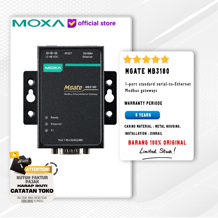 Jual MOXA MGATE MB3180 MODBUS TCP GATEWAY | Shopee Indonesia