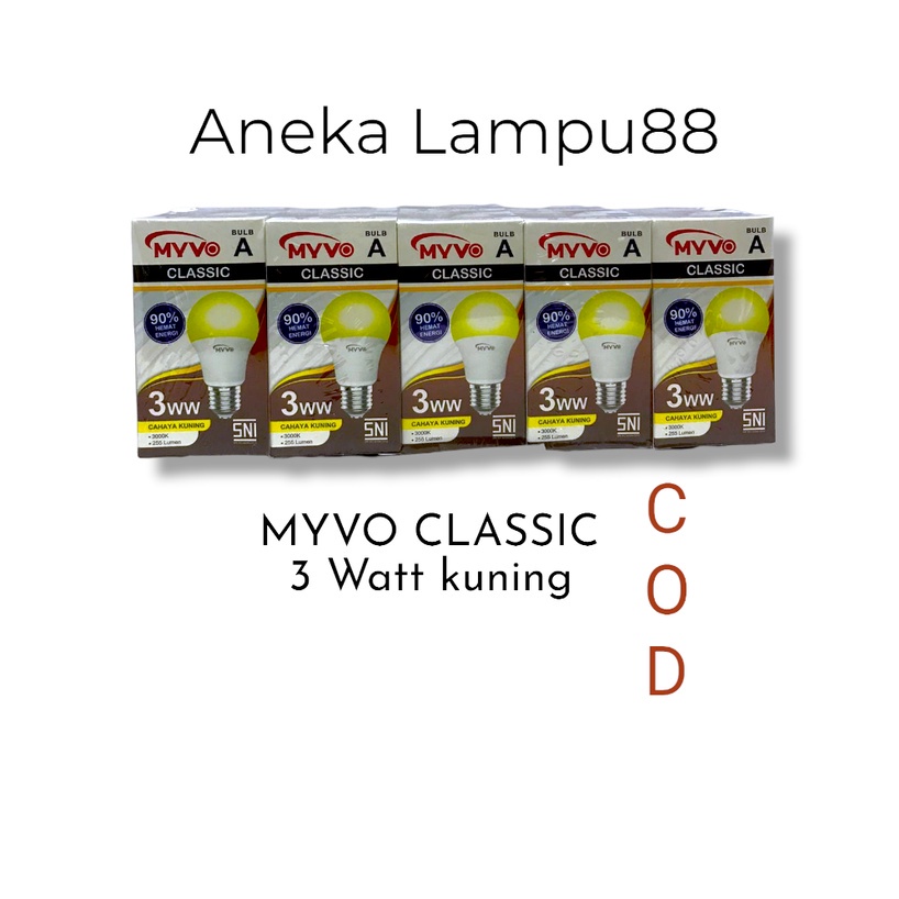 Jual Lampu Led 3 Watt Kuning Paket 10 Pcs Bohlam Myvo Classic 3Watt Kuning | Shopee Indonesia