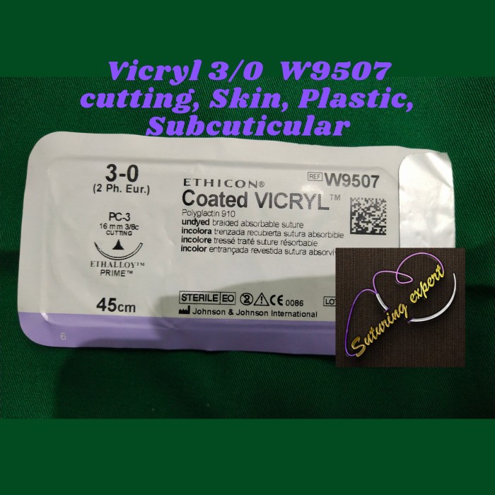 Jual Erin Mi- Vicryl 3/0 Cutting W9507 ( PGA, absorb, Skin, Plastic, Subcutis) | Shopee Indonesia