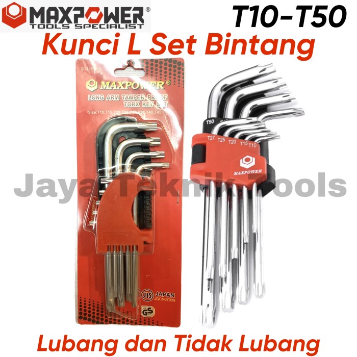Jual Promo Kunci L Bintang Torq Key Set Maxpower Lubang Panjang Long Arm Satin | Shopee Indonesia