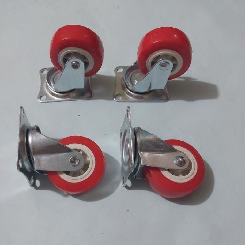 Jual Roda hidup 2inci merah. Roda troly etalase harga 4 pcs (per set ...