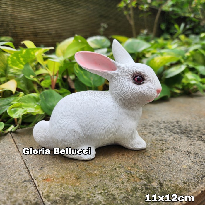 Jual PATUNG KELINCI PUTIH ANGGORA PAJANGAN RABBIT HIASAN DECOR TAMAN ...