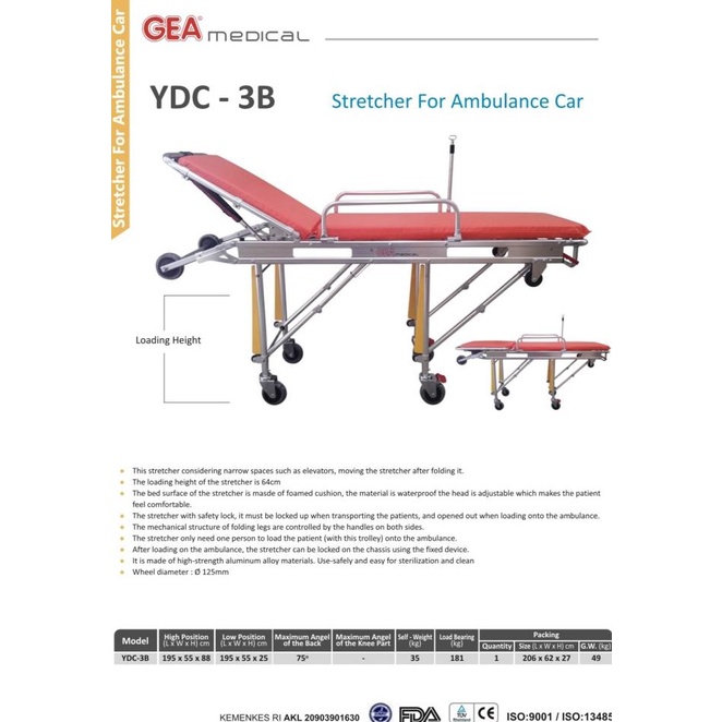 Jual Gea Ydc-3B Stretcher For Ambulance Car / Tandu Ambulans Ydc 3 B ...