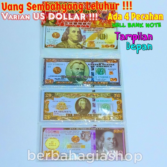 Jual ((((()paling dicari] Uang Kertas Duit Untuk Sembahyang Leluhur Varian Us Dollar 4 Pecahan ...