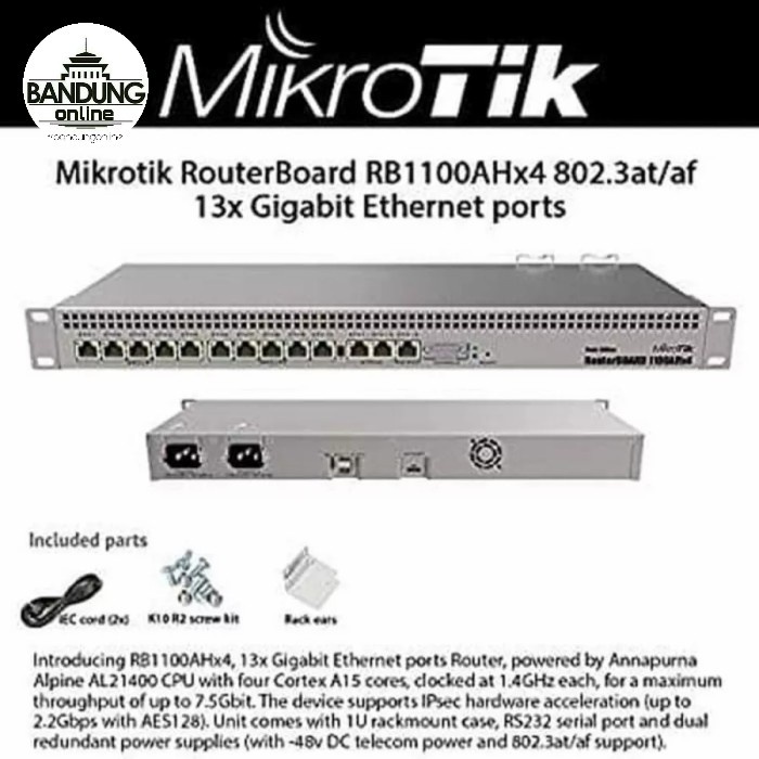 Jual Mikrotik Router RB-1100X4 RB1100X4 RB1100AHx4 Rackmount | Shopee ...