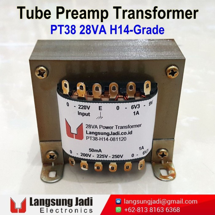 Jual LJ PT38 Power Trafo for Tube Preamp 12AU7 12AX7 200V 225V 250V non ...