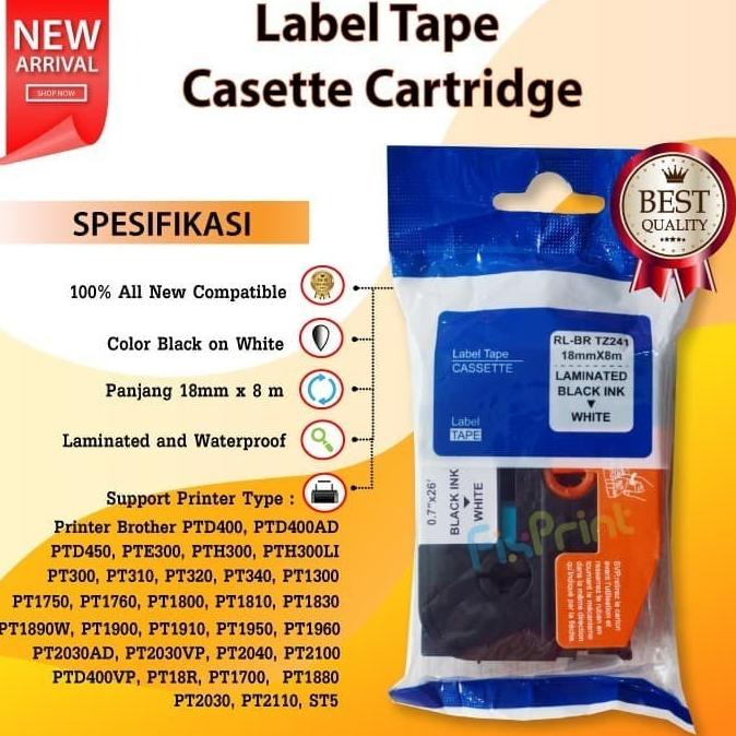 Jual Label Tape Brothr Tze-241 18Mm Black On White Pt2730 7600 9700 Pc 9800 Star | Shopee Indonesia