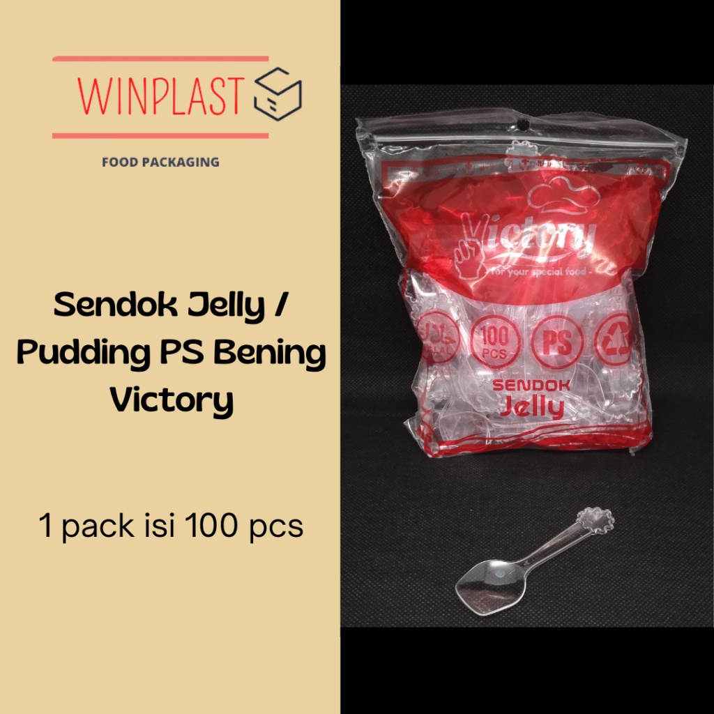 Jual Sendok Jelly / Puding / Pudding / Es Krim Plastik Bening isi 100 ...
