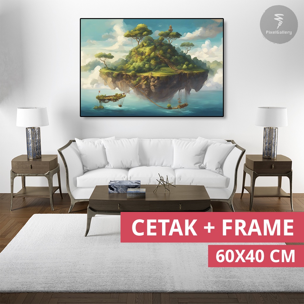 Jual Lukisan SUPERJUMBO 60X40 Fantasi Pulau Terbang Hiasan Dinding ...