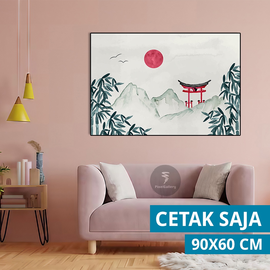 Jual Lukisan EXTRAJUMBO 90x60 Gambar 2D Jepang VI Hiasan Dinding ...