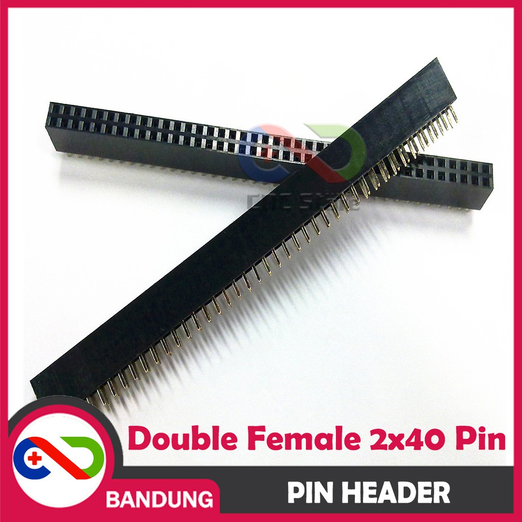 Jual PIN HEADER STRIP FEMALE DOUBLE ROW 2X40 2.54MM BLACK HITAM ...
