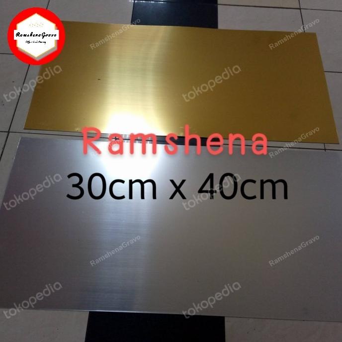 Jual gravoply /gold&silver/hairline/bahan name tag/30x40cm tebal 1.5mm ...