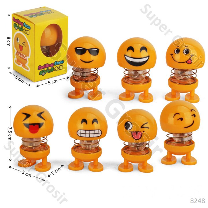 Jual Pajangan Mobil Spring Doll Emoticon LED Smiling Face Spring Doll ...