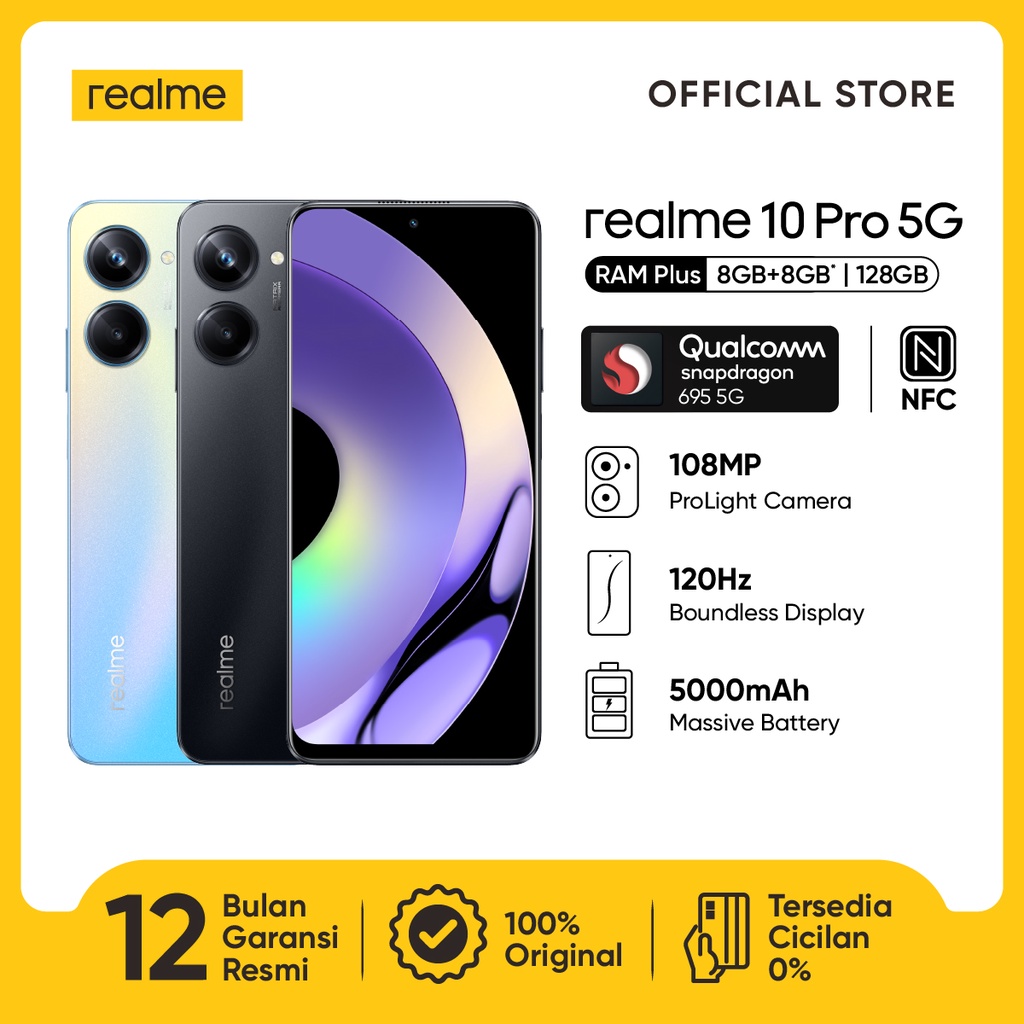 Jual realme 10 Pro 5G 8GB+8GB*|128GB (120Hz Boundless Display | 108MP ...