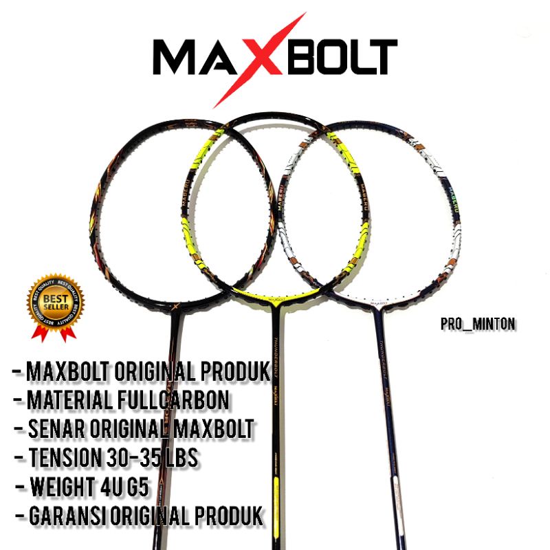 Jual RAKET BADMINTON MAXBOLT THUNDERBOLT ORIGINAL 35 LBS | Shopee Indonesia