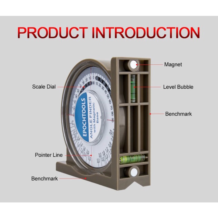 Jual Ready Gvda Protractor Angle Inclinometer Busur Derajat Tilt Level ...