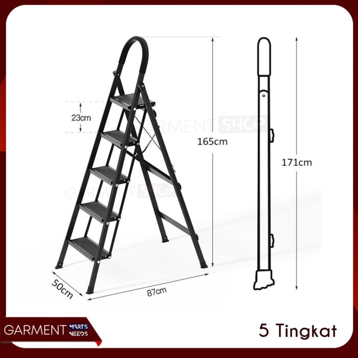 Jual Tangga Lipat 5 Tingkat Besi Lipat Hitam Rumah Tangga Handle Busa ...