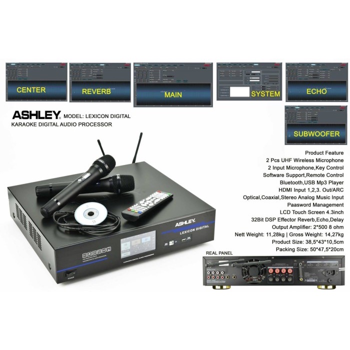 Jual PROCESSOR AMPLIFIER KARAOKE ASHLEY LEXICON DIGITAL + 2 mic pegang ...