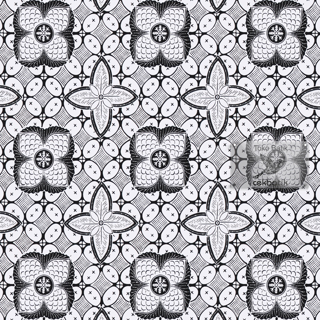 Jual kain batik - Motif Batik Klasik Hitam Putih V11 ( Hitam Putih ...