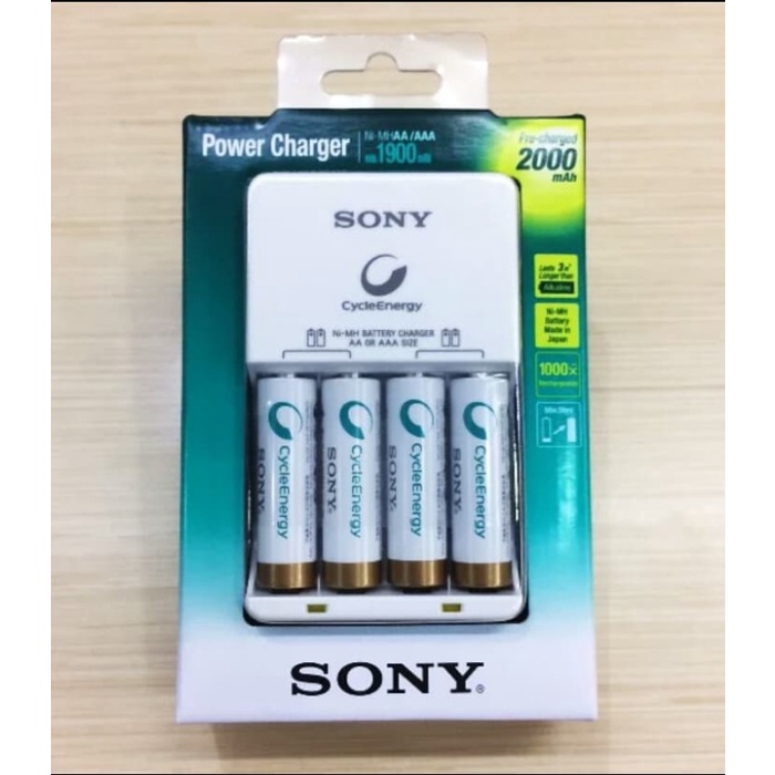 Jual Sony Power Charger 4 Battery Aa 2000Mah Rechargeable Cycle Energy ...