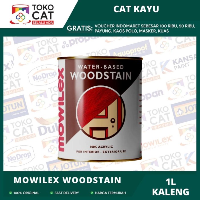 Jual CAT PELAPIS KAYU MOWILEX WOODSTAIN WATER BASED SEMUA WARNA 1 LITER ...