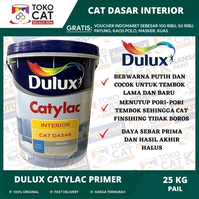 Jual Catylac Interior Primer Cat Dasar tembok dalam PUTIH Alkali 5Kg ...