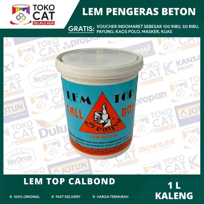 Jual LEM BETON CALBOND / CALBON / KALBON PEREKAT BETON 1 LITER KALENG ...