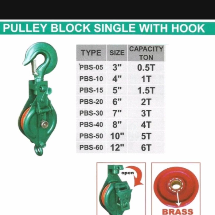 Jual [New] Pulley Block Single With Hook Size 4 Inch Cap 1.0 Ton Wipro ...