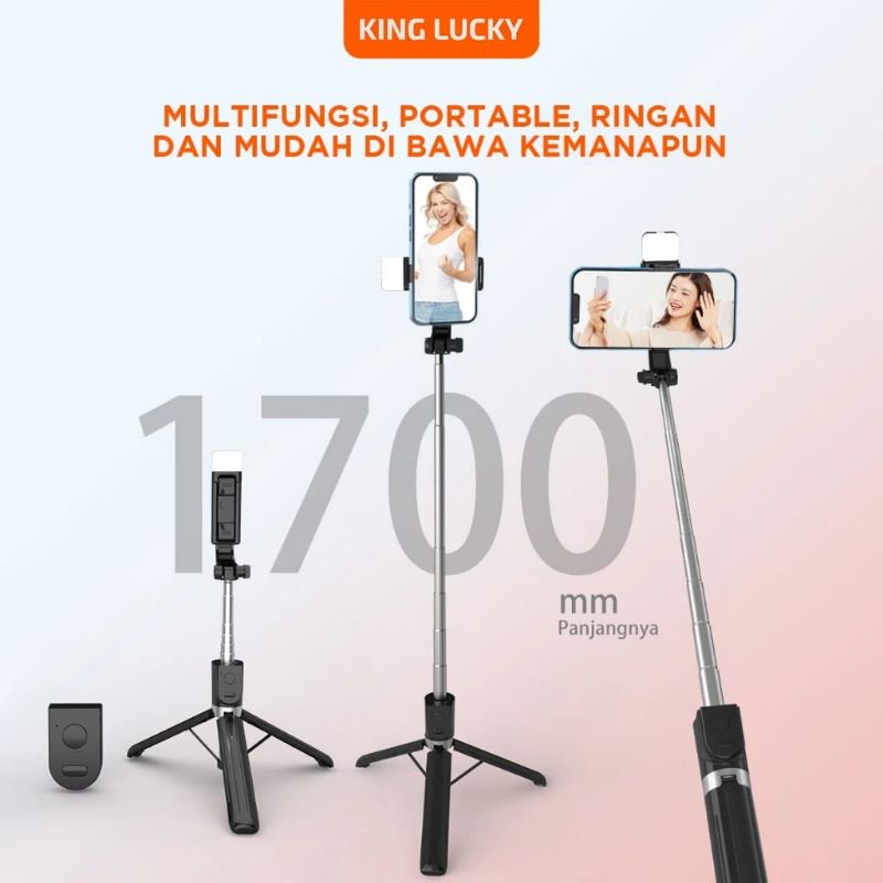 Jual BATAM GROSIR (AUR) F610 TRIPOD TONGSIS SELFIE STICK 1.7METER / TONGSIS F610 WITH LED LAMPU ...
