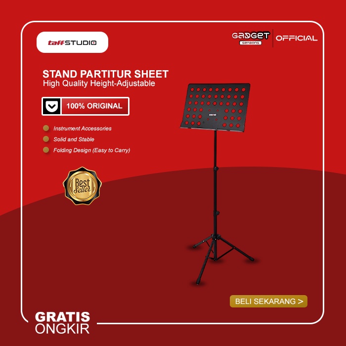 Jual Stand Partitur Sheet Musik Height Adjustable Folding Design ...