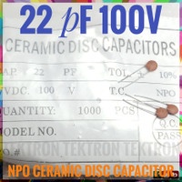 Jual Ceramic Capacitor 22pF 100V NPO Keramik Disc Kapasitor | Shopee ...