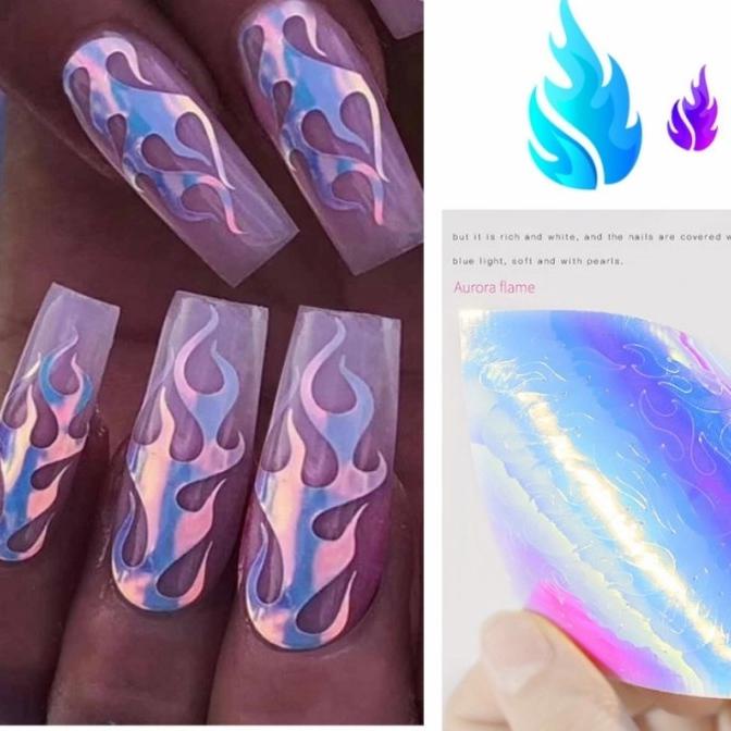 Jual 16 Lembar Stiker Kuku / Nail Sticker / Api Fire Hologram Laser ...