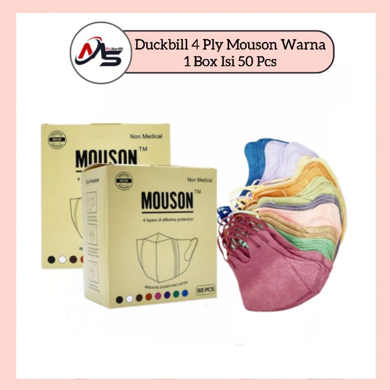 Jual Masker Duckbill 4 Ply Mouson Warna Mix 1 Box Isi 50 Pcs | Shopee ...