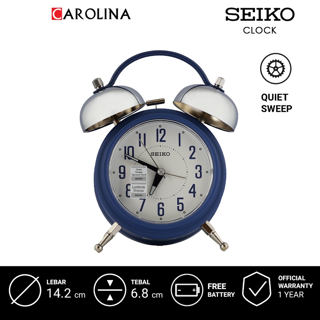 Jual Jam Beker QHK051L SEIKO QHK051L Quite Sweep Blue Mat Color White ...