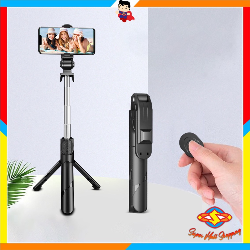 Jual SMS Tripod Bluetooth Selfie Stick LED Flash With Fill Light Tripod Expandable Tongsis ...